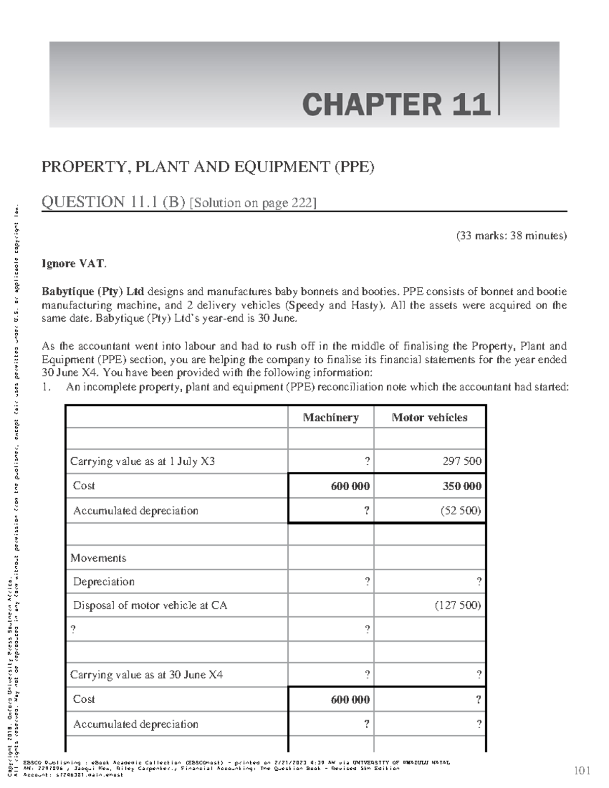 Final Exam Questions on Property Plant and Equipment (PPE) - ACC101 ...
