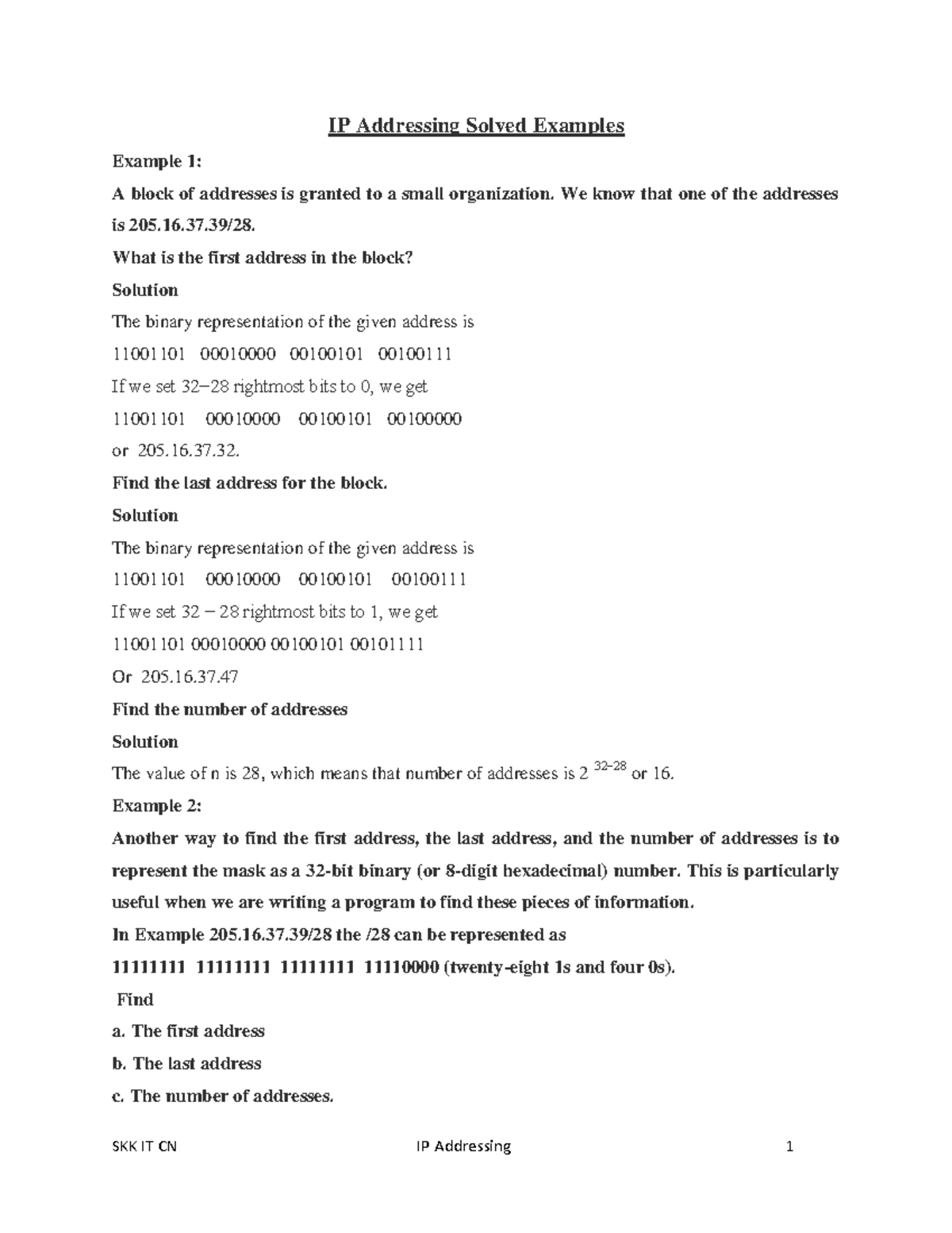 IP Addressing Concepts and CIDR Examples (Networking 101) - Studocu