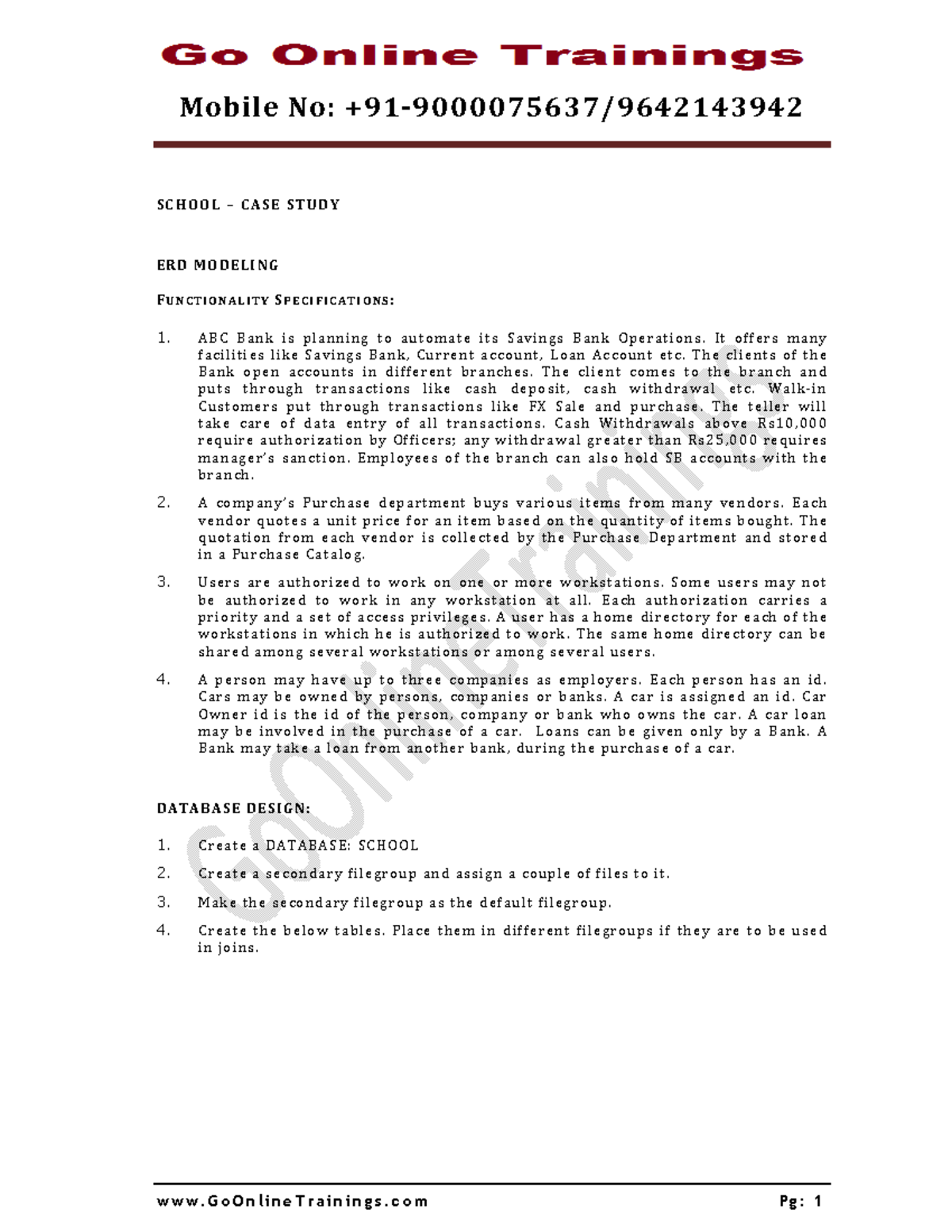 School CASE Study: Functional Specifications for Banking Automation ...