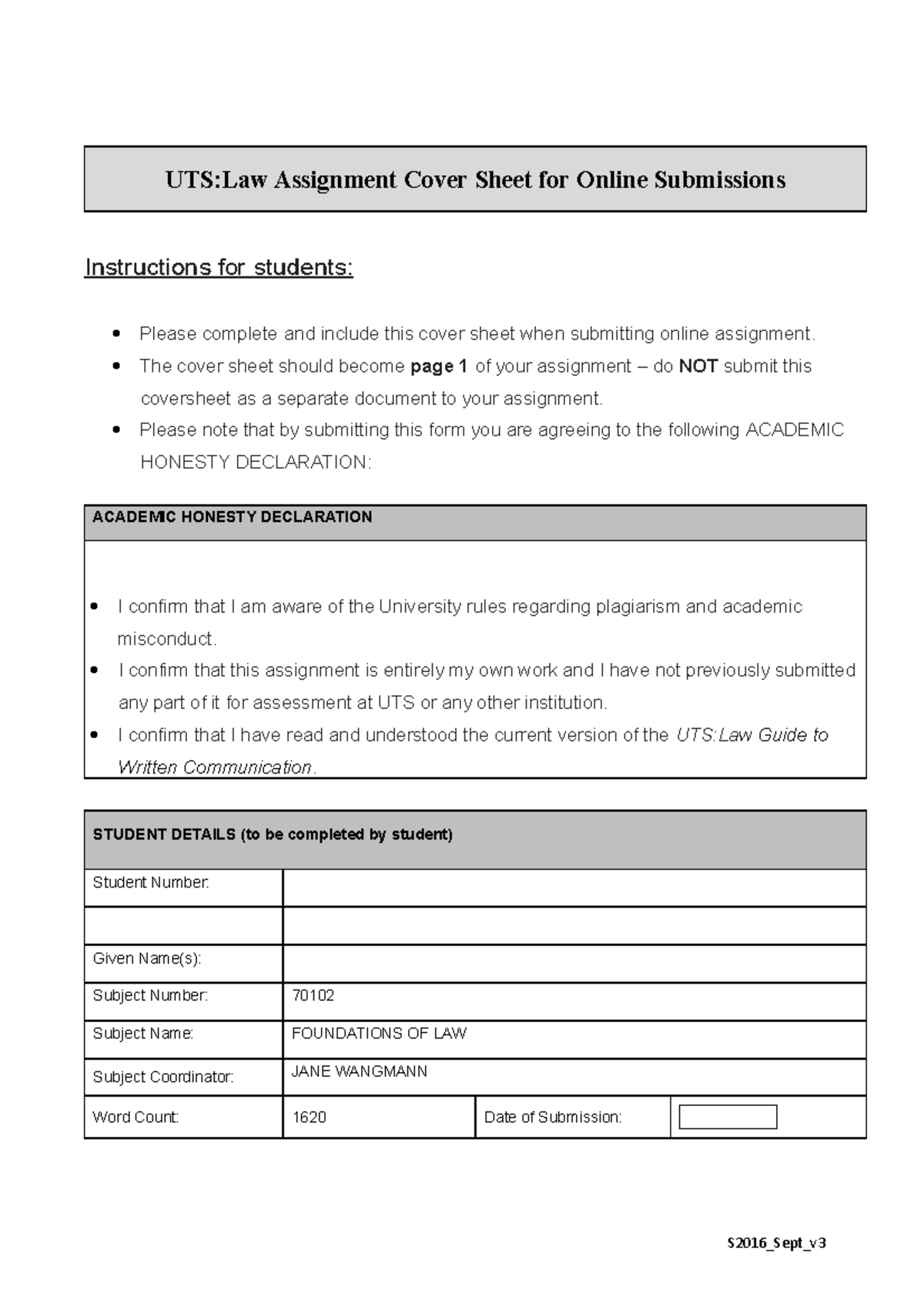 Statutory Interpretation 70102 - UTS:Law Assignment Cover Sheet for ...