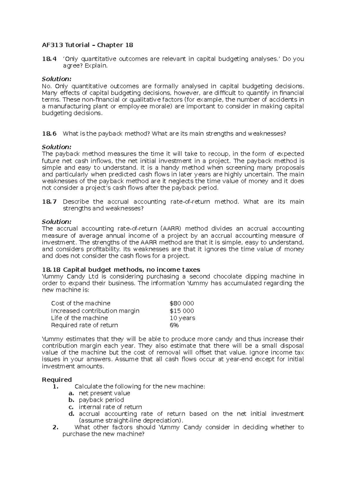 Tutorial - chapter 18 - AF313 Tutorial – Chapter 18 18 ‘Only ...