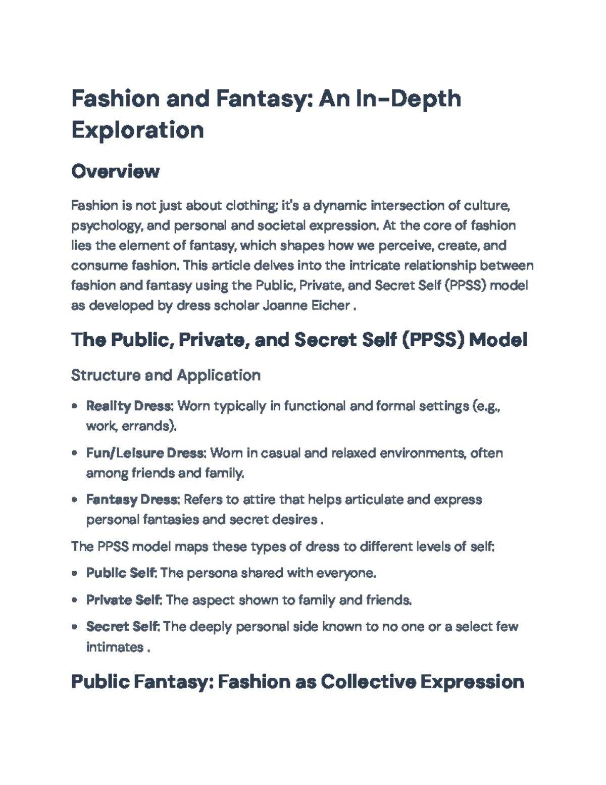 Fashion and Fantasy: Exploring the PPSS Model in Fashion Studies ...