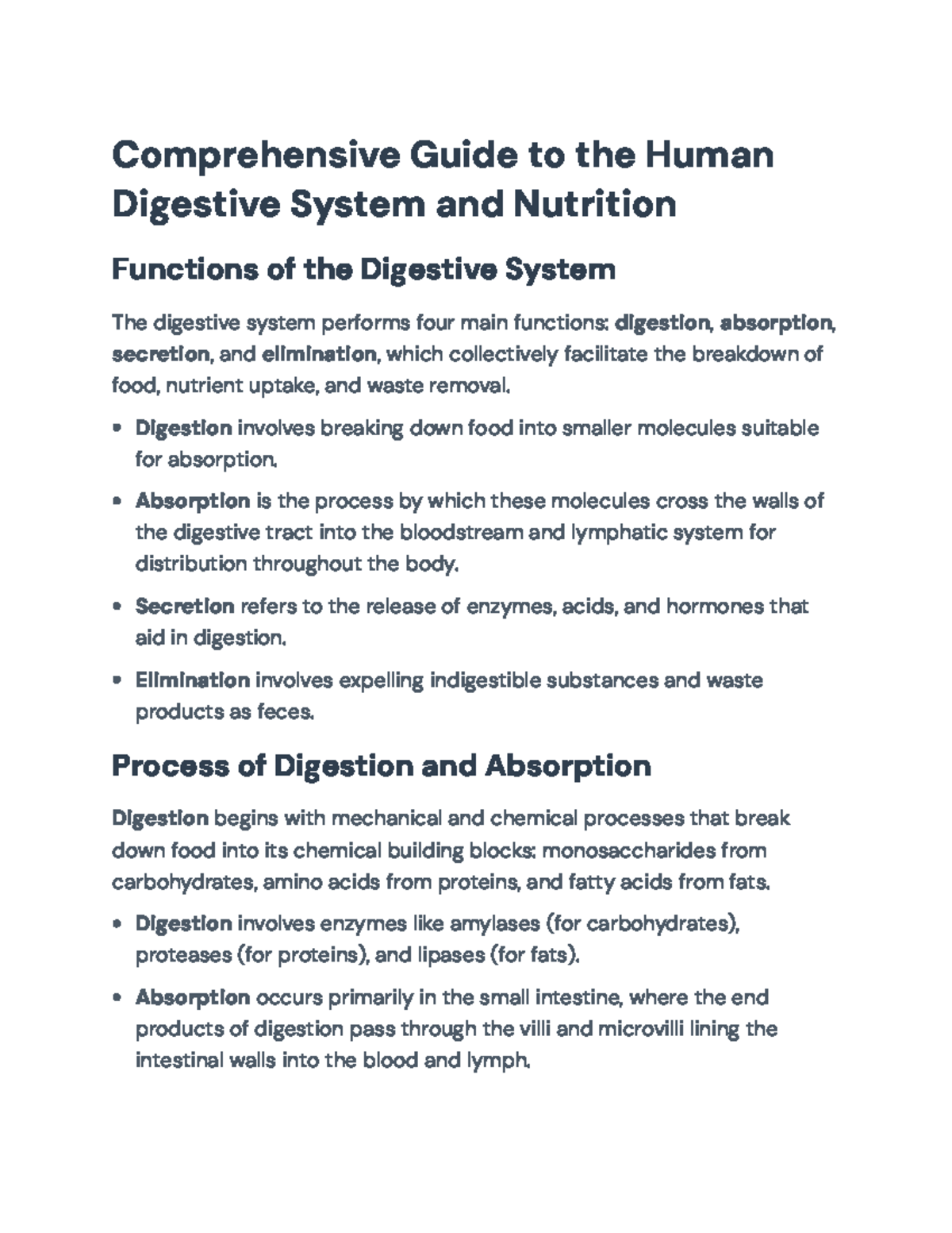 Comprehensive Overview of Human Digestive System & Nutrition Functions ...