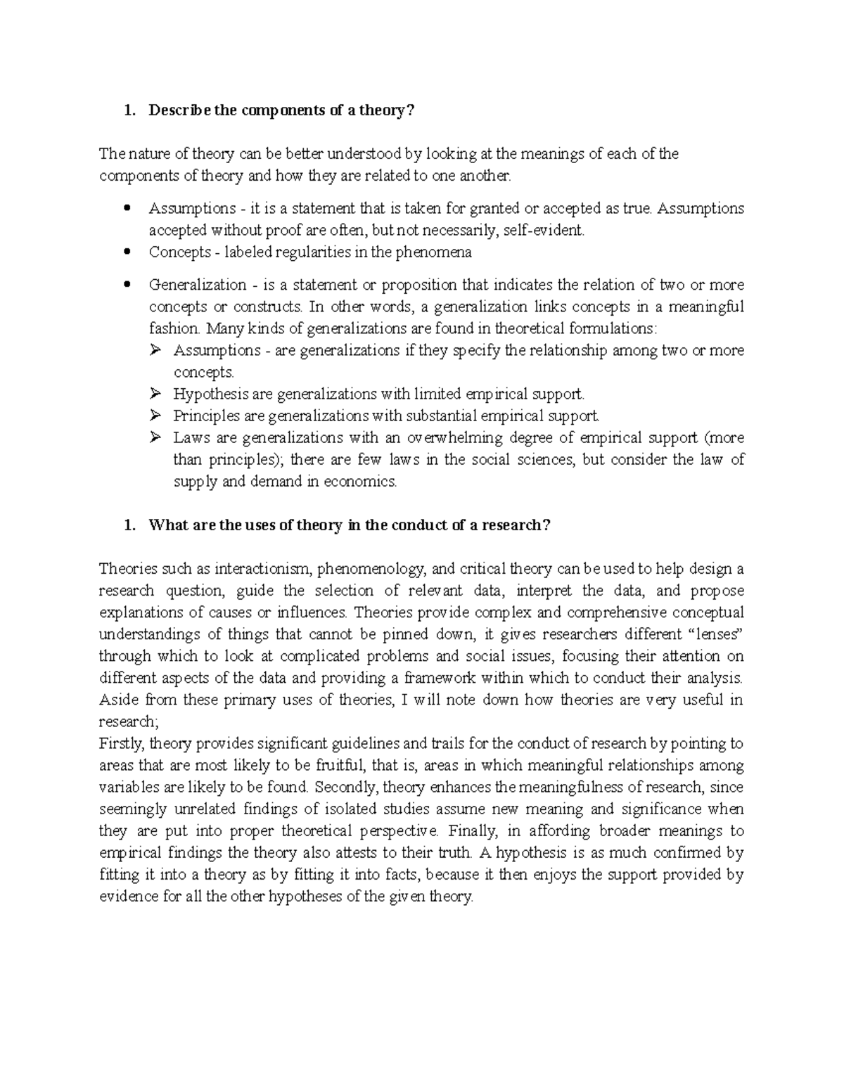 Components and Uses of Theory in Research Process - Studocu