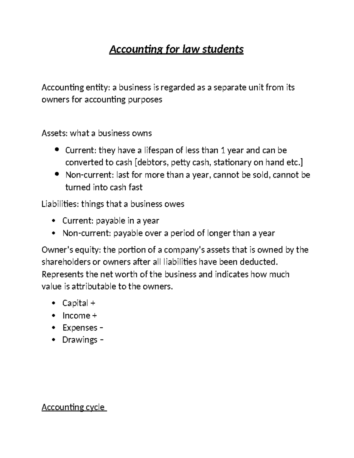 Accounting Notes for Law Students (ACC 101) - Studocu
