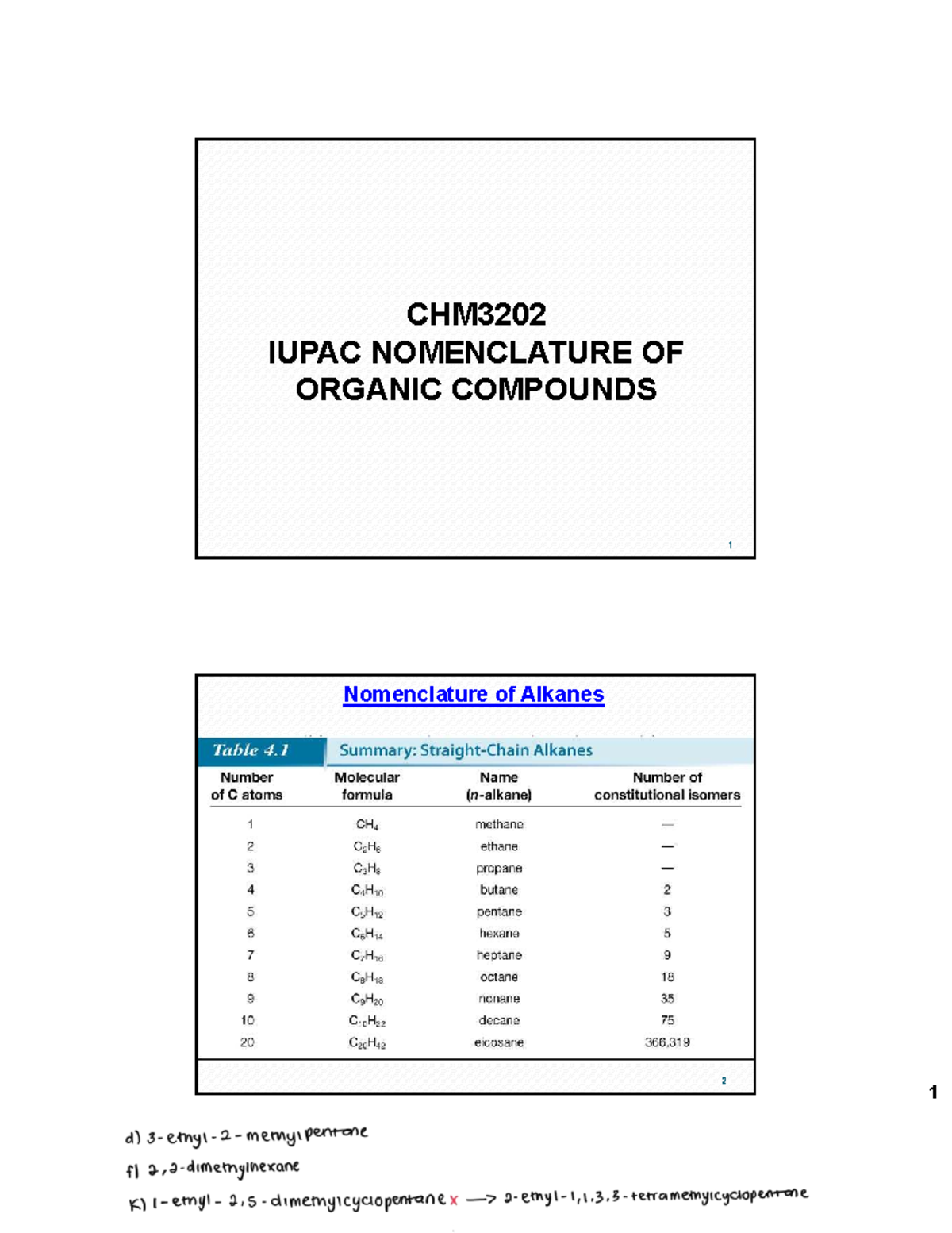 CHM3202 Final Exam Study Guide: IUPAC Nomenclature of Organic Compounds ...