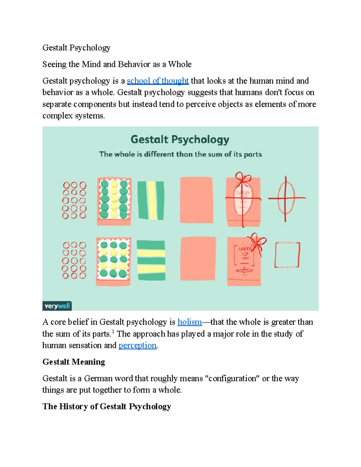 Gestalt Psychology: Understanding Mind and Behavior as a Whole - Studocu