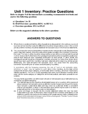 Tutorial 4 - Tutorial 4 Inventory and Receivables Question 1 The ...