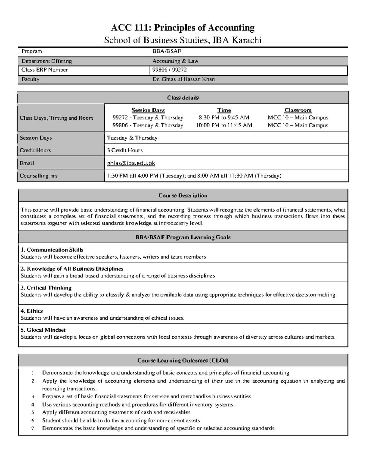 ACC Principles of Accounting - POA - Fall 2025 Course Overview - Studocu
