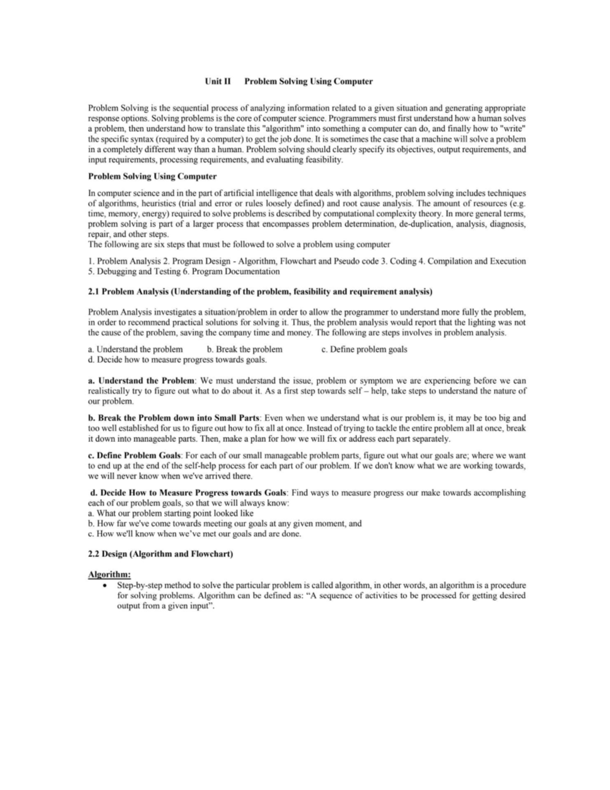 Unit-2 Problem Solving Techniques in Computer Science - Studocu