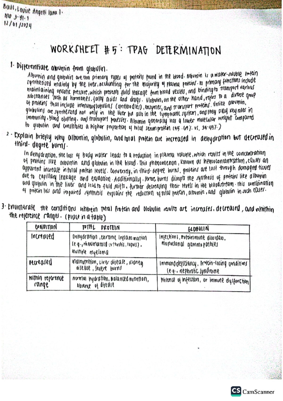 BAUL- Worksheet #5: Understanding TPAG Determination in Proteins - Studocu