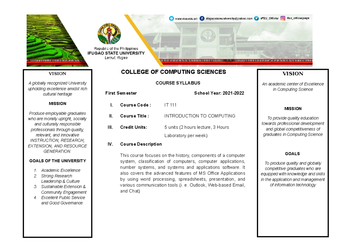 Introduction to information technology - COLLEGE OF COMPUTING SCIENCES ...