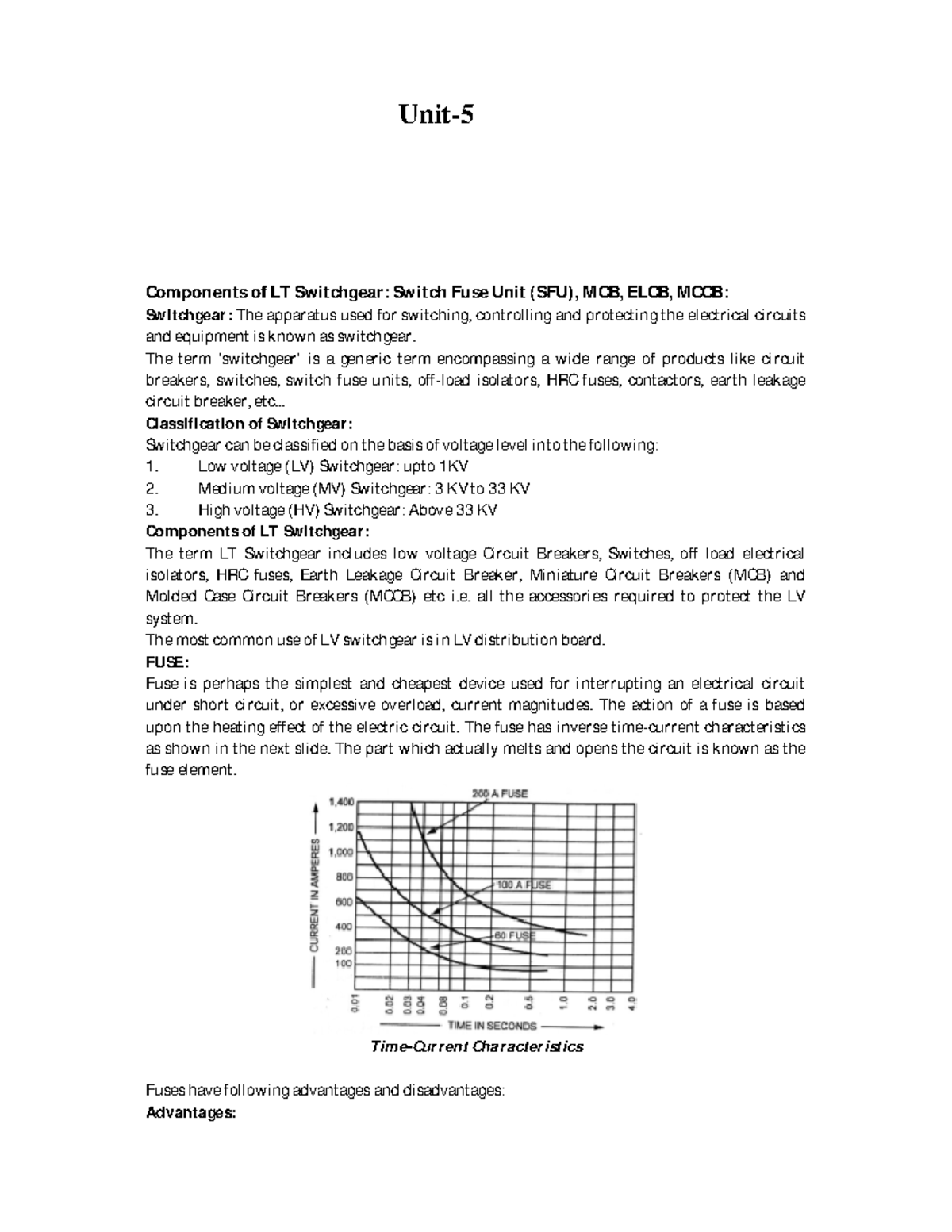 LT Electrical Installations: Switchgear, Fuses, and Battery Types - Studocu