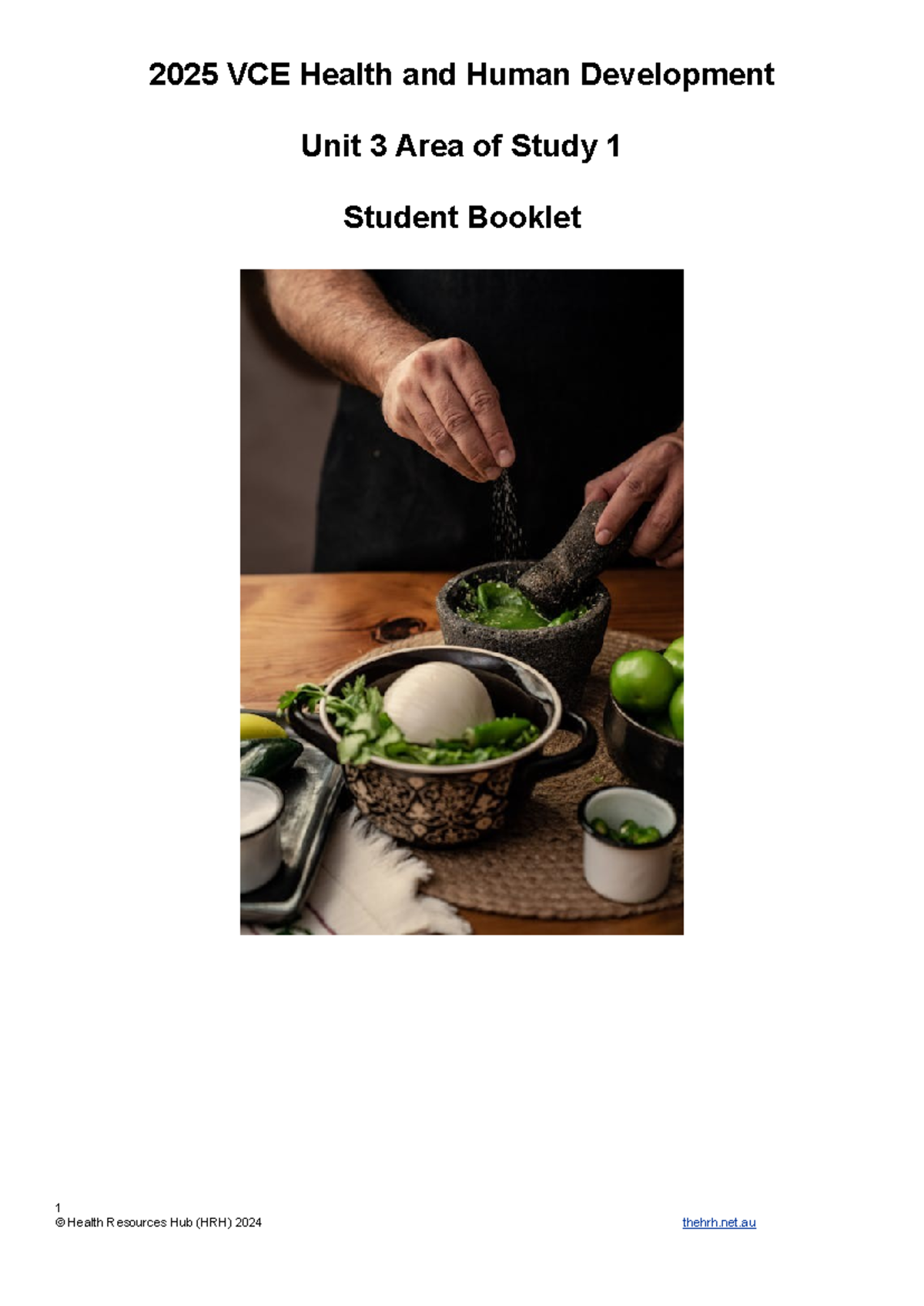HRH 2025 VCE HHD Unit 3 AoS 1 Student Booklet: Key Concepts ...