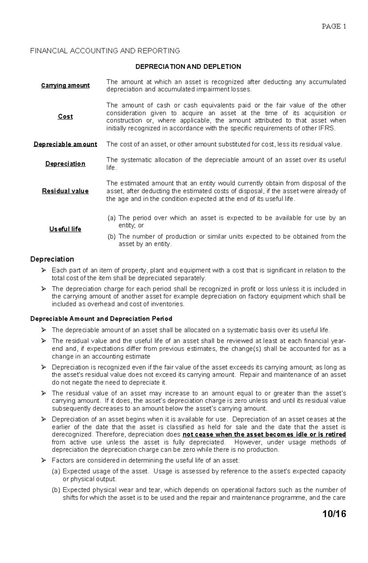 #21 Financial Accounting & Reporting: Depreciation & Depletion Notes ...