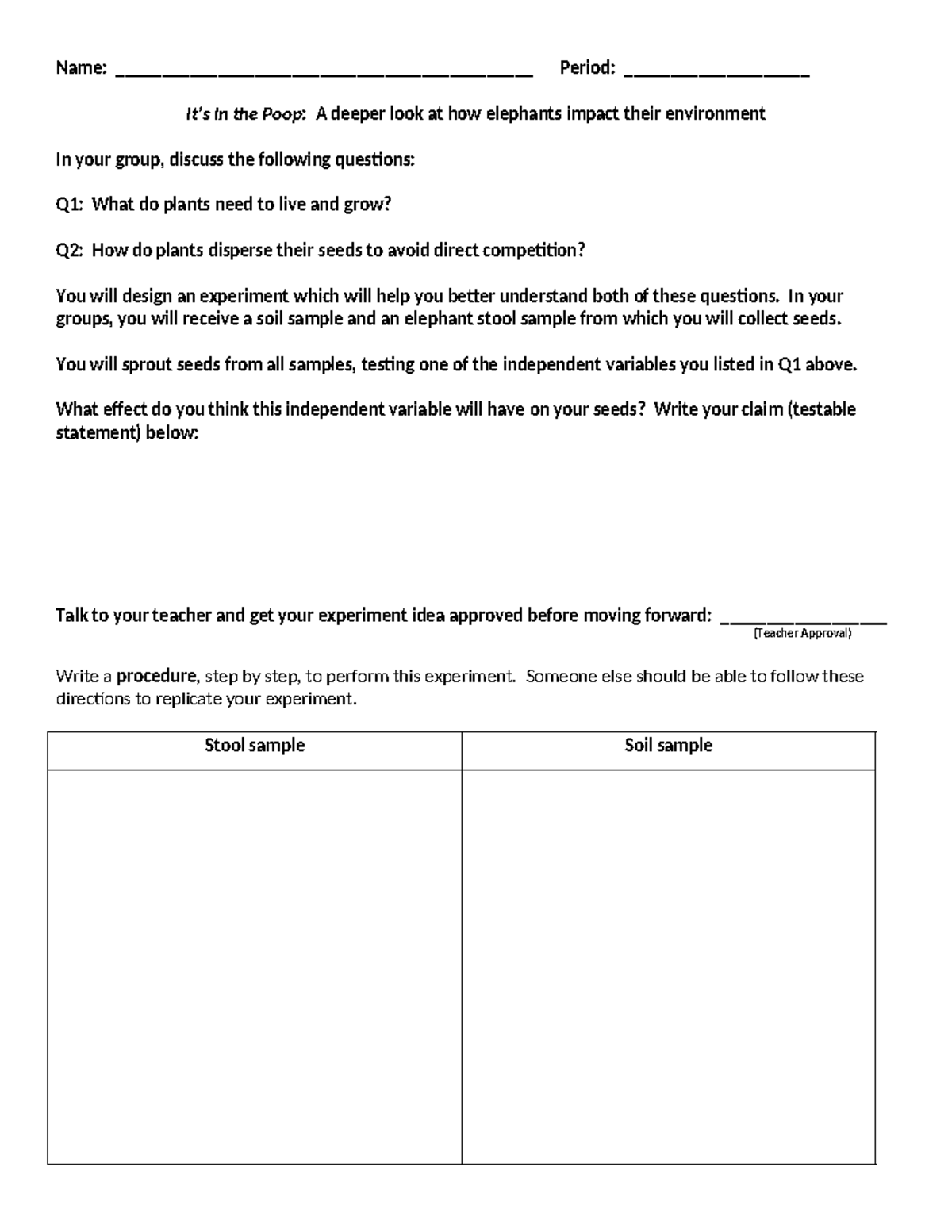 ELE 101 - Elephant Poop Lab: Understanding Seeds & Environmental Impact ...