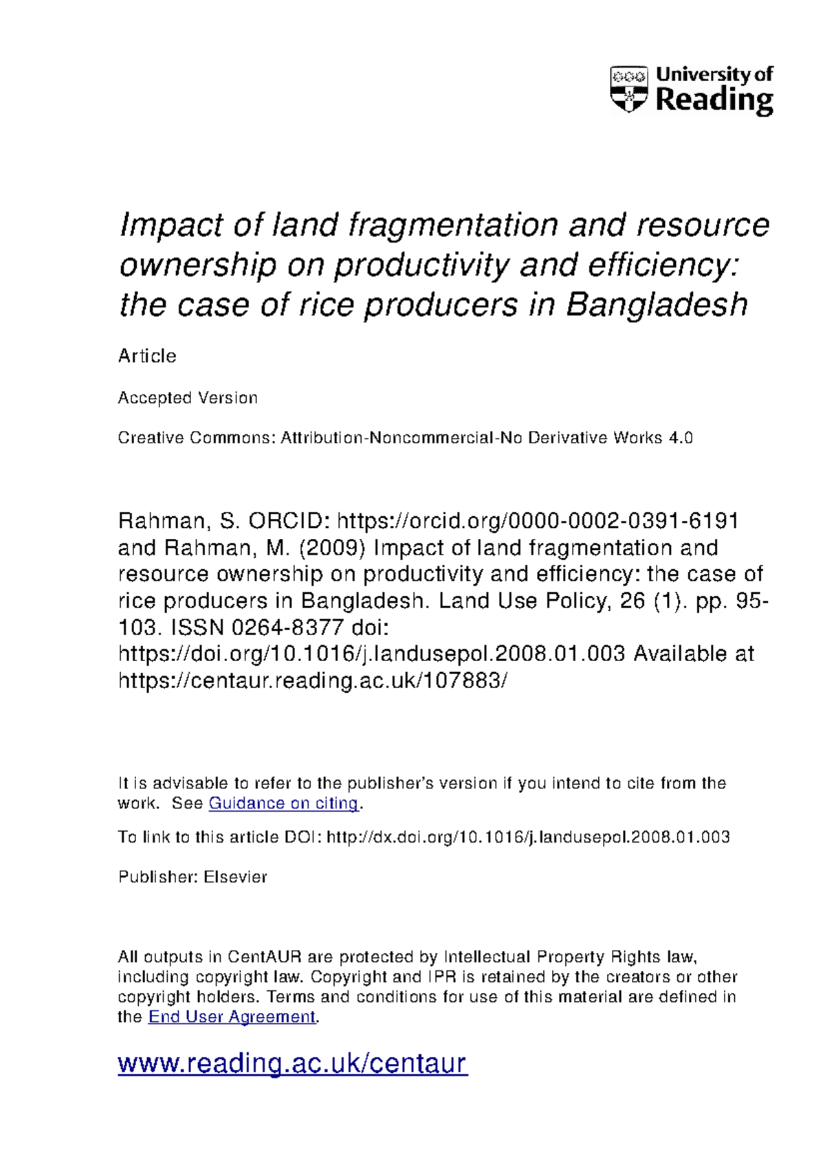 Land fragmentation-manuscript-Sanzid-R - Impact of land fragmentation ...