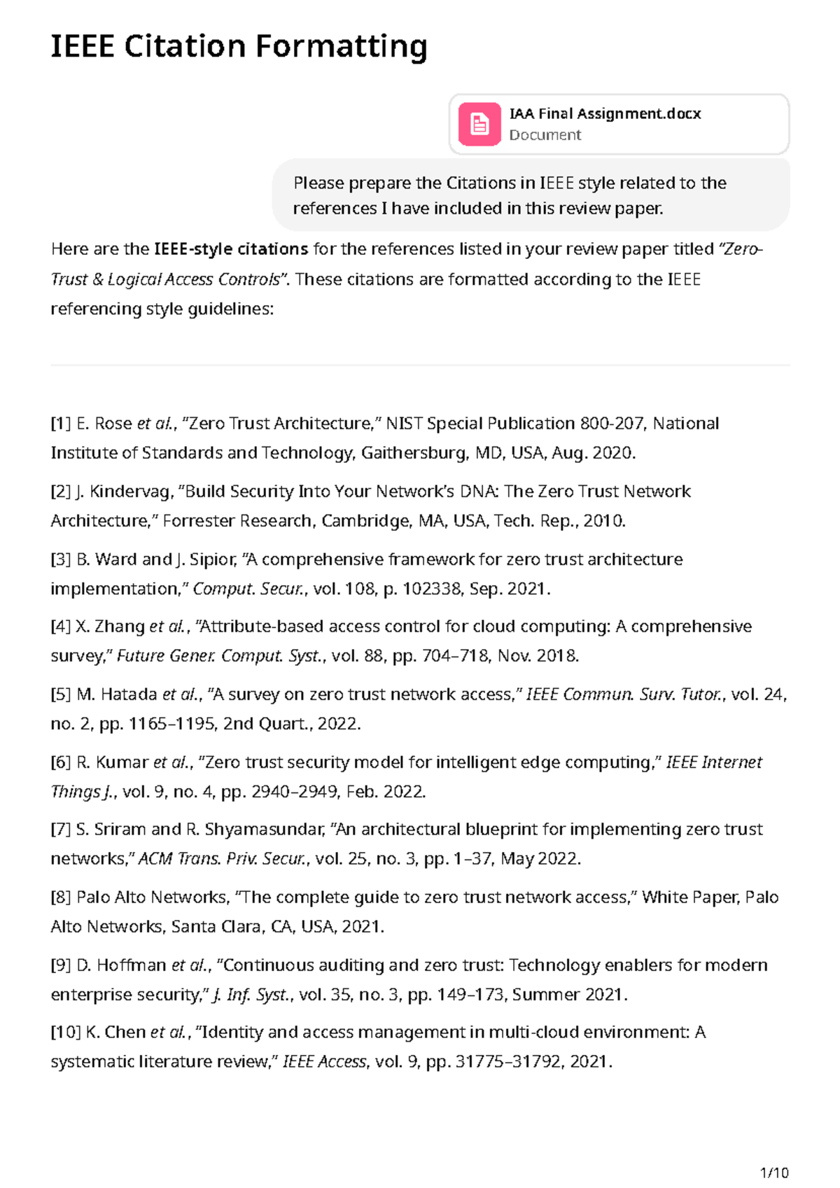 IEEE Citation Formatting IAA Final Assignment - Studocu