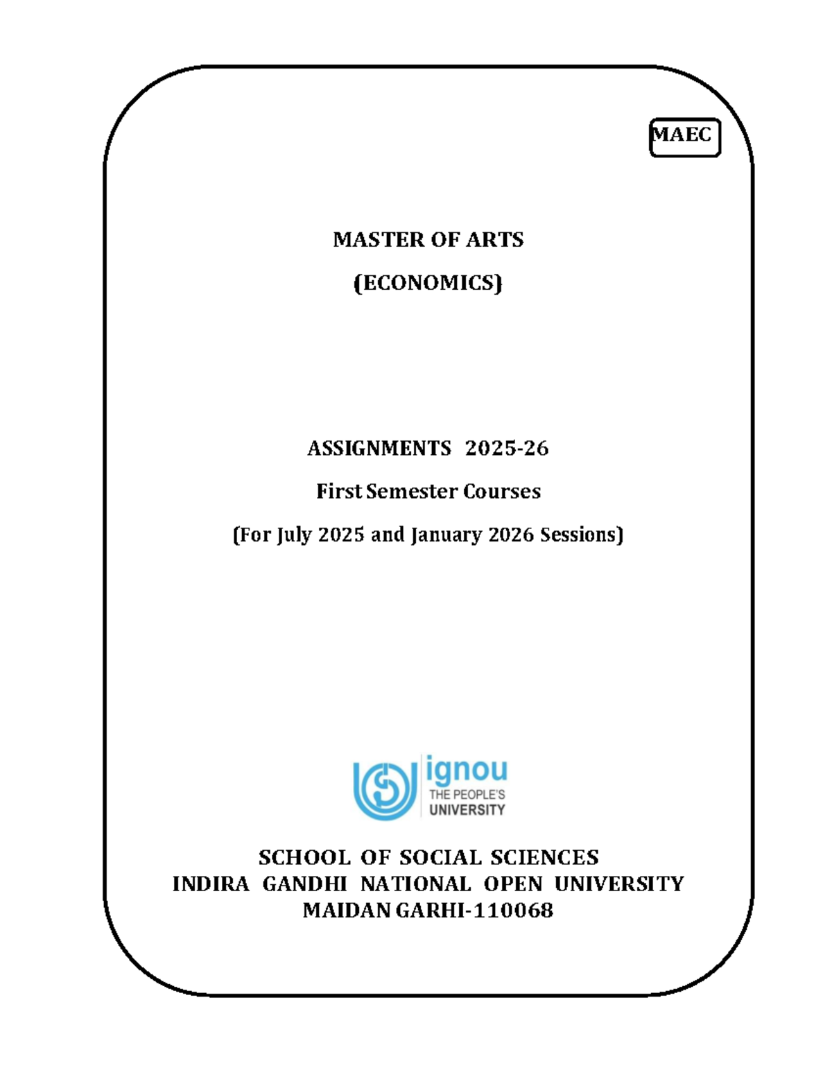 MEC 203: TMA for Master of Arts (Economics) - First Semester ...