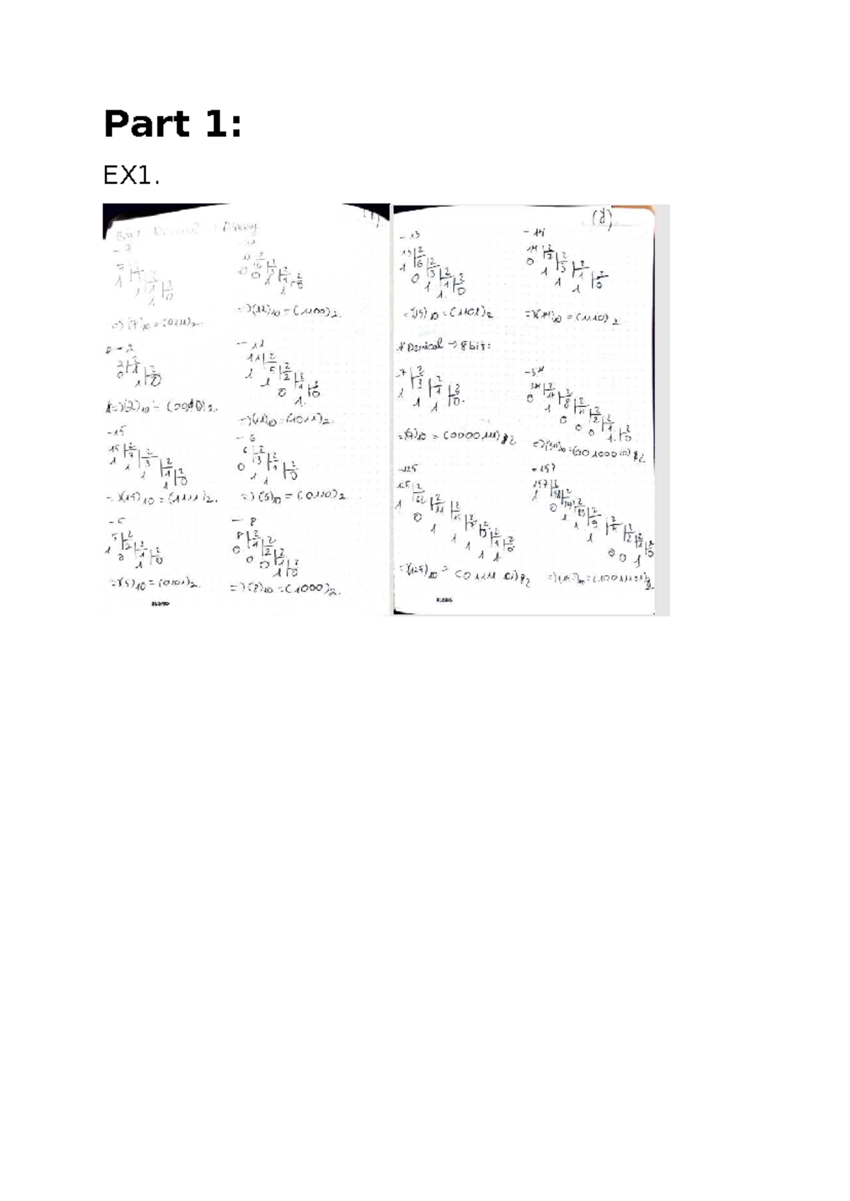 Part 1: EX1 - Decimal to Binary Conversion and Memory Management - Studocu