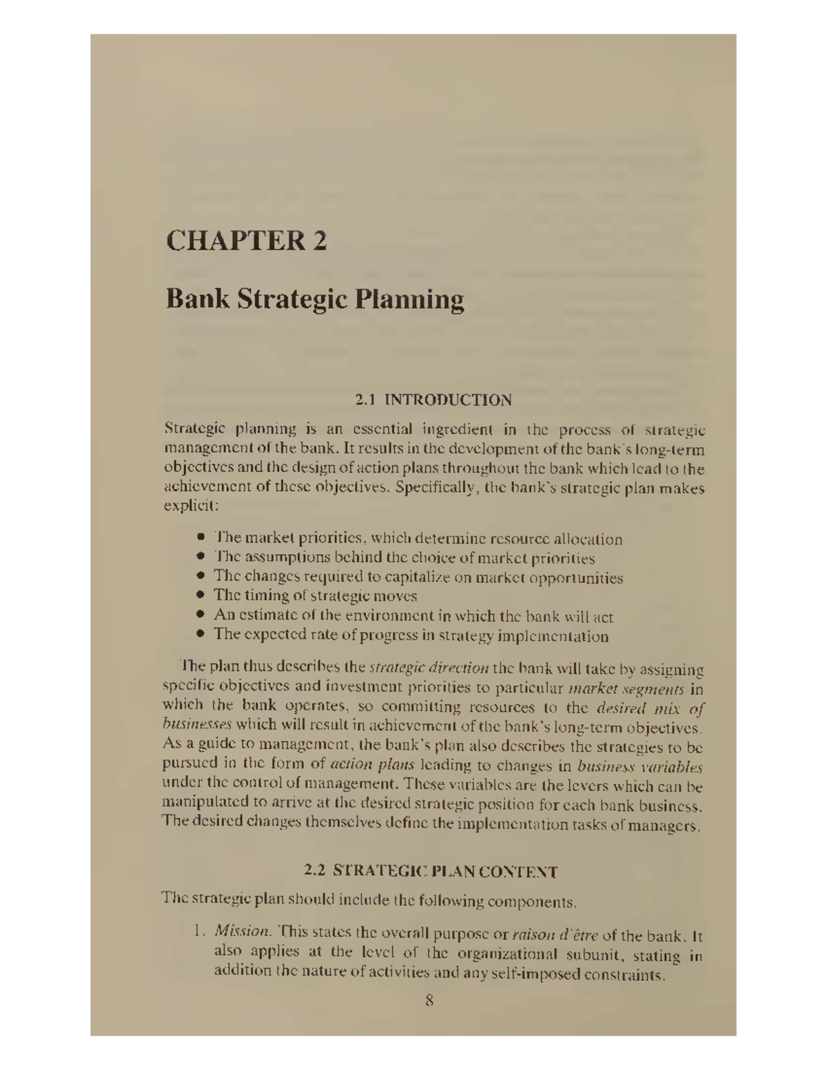 4. CH2. Bank strategic planning - CHAPTER 2 Bank Strategic Planning 2 ...