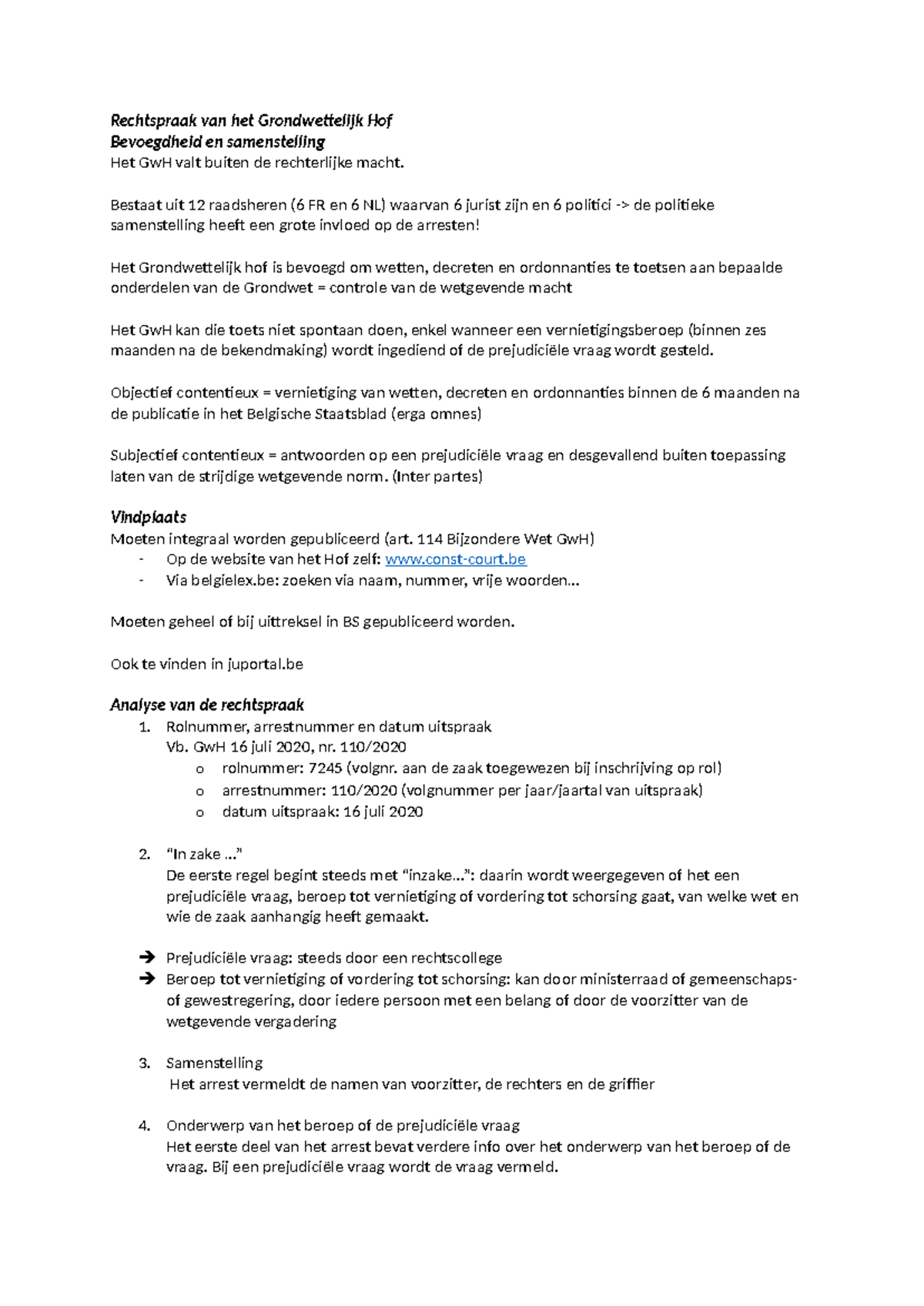 JV Deel 2 - Uitleg Grondwettelijk Hof en Rechtsleer - Studocu