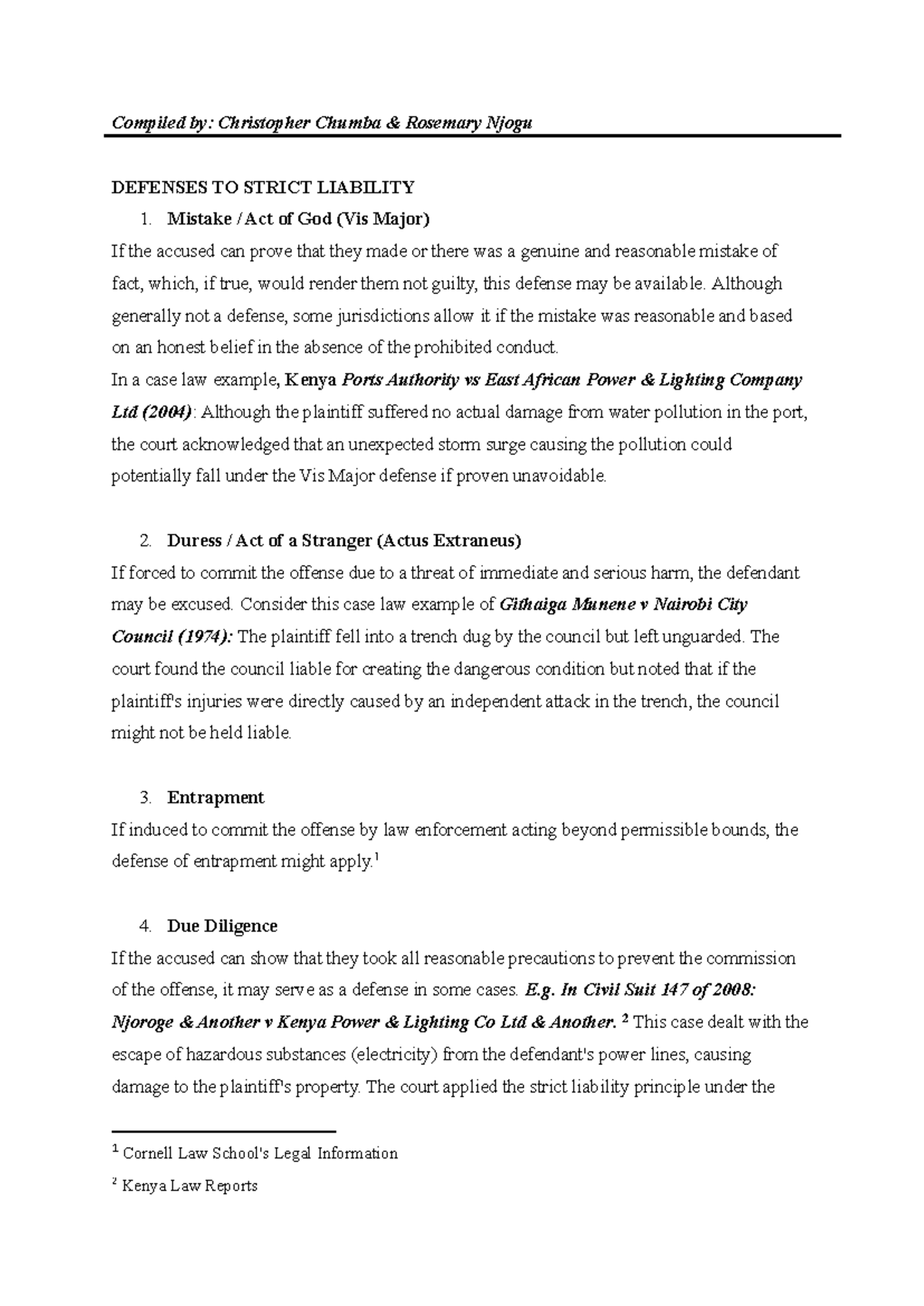Strict Liability Defenses: Key Cases and Principles (LAW 101) - Studocu