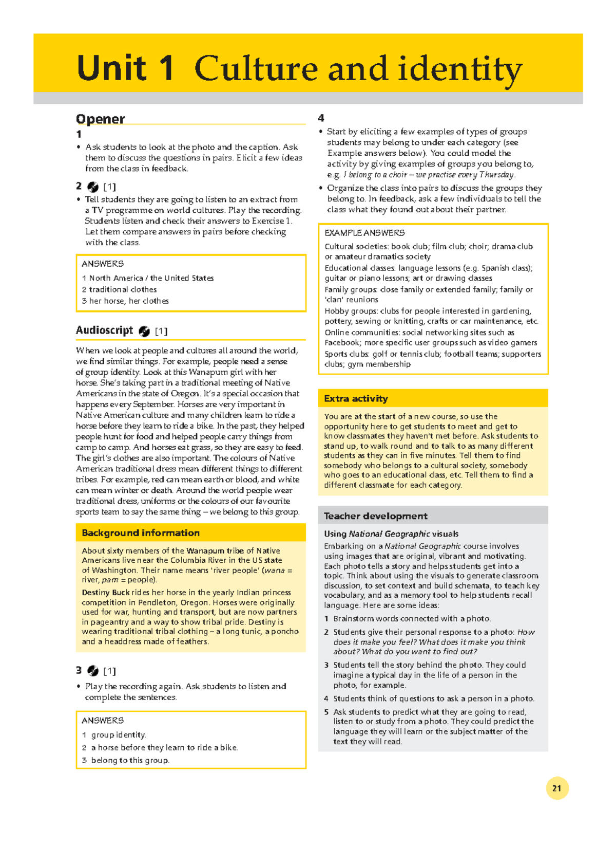 Unit 1: Culture and Identity - Teacher's Guide for Life 2E Intermediate ...