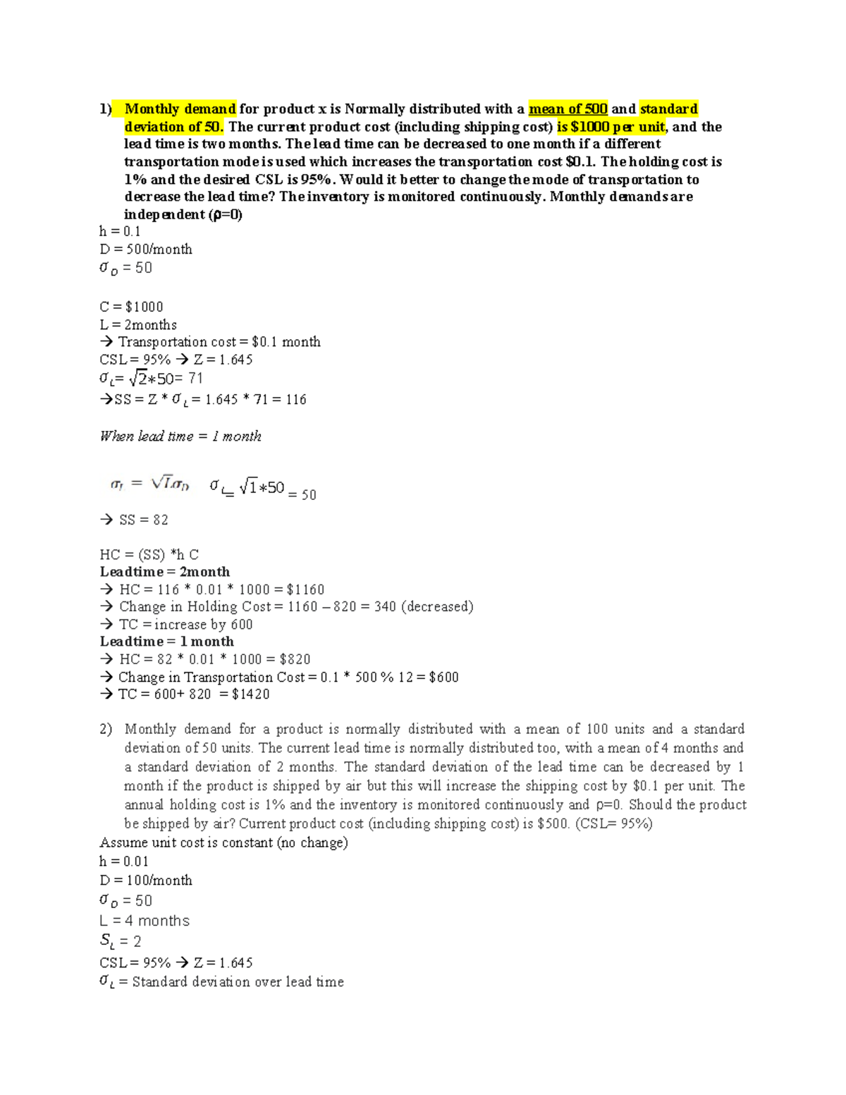 Exercise chapter 12 - Managing uncertainty in a Supply Chain Safety ...