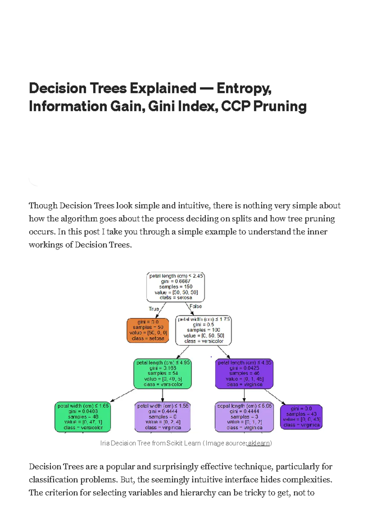 Decision Trees Explained — Entropy Information Gain Gini Index Ccp Pruning By Shailey Dash