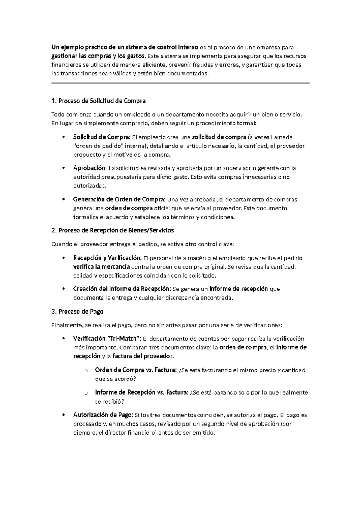 Sistema de Control Interno: Gestión de Compras y Gastos - Studocu
