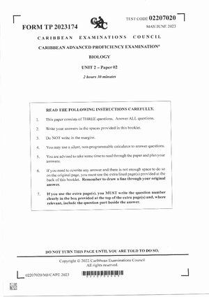 CSEC POB 2025 Paper 02 - Principles of Business Exam Guide - Studocu