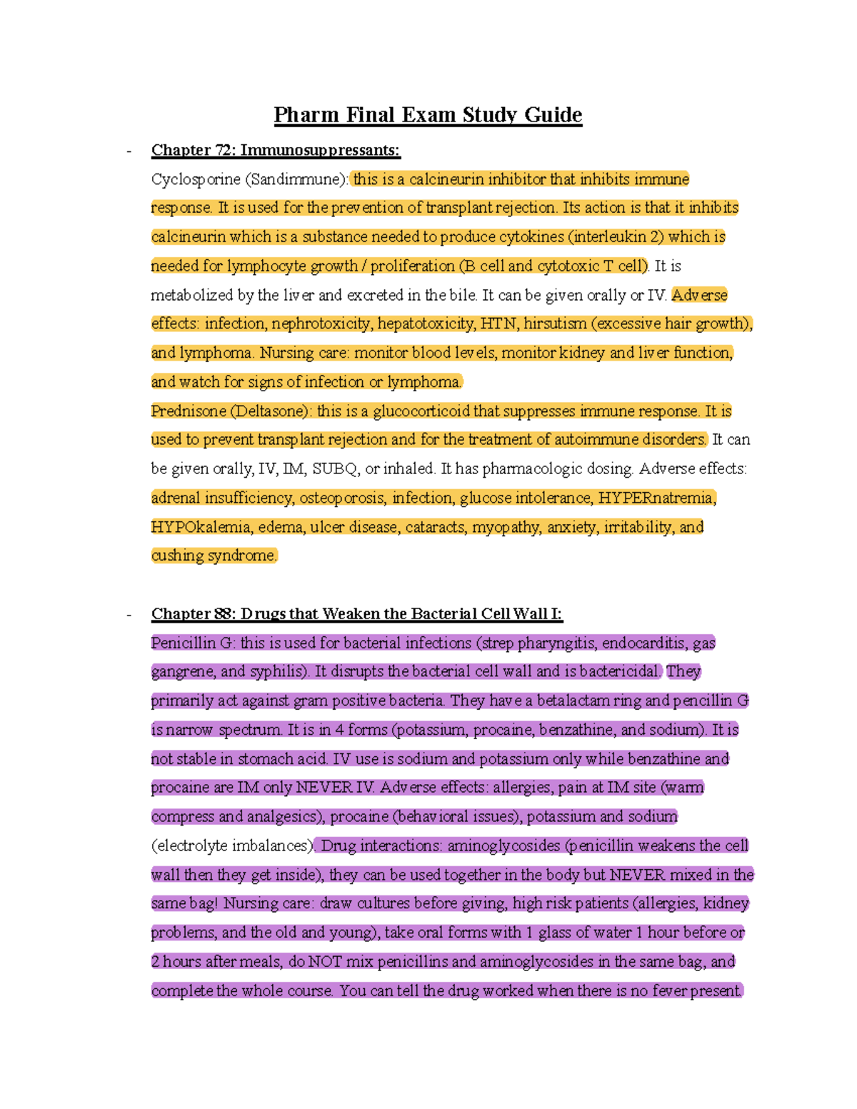 Pharm Final Exam Study Guide - Studocu