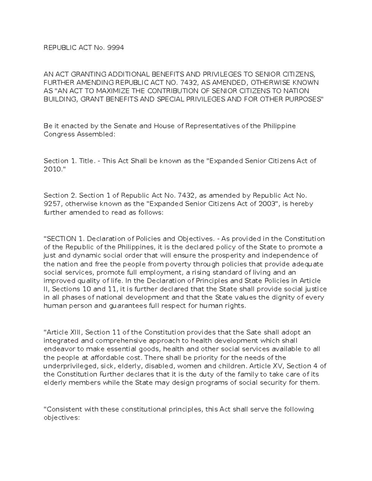 Implementing Rules of RA No. 9257: Expanded Senior Citizens Act - Studocu