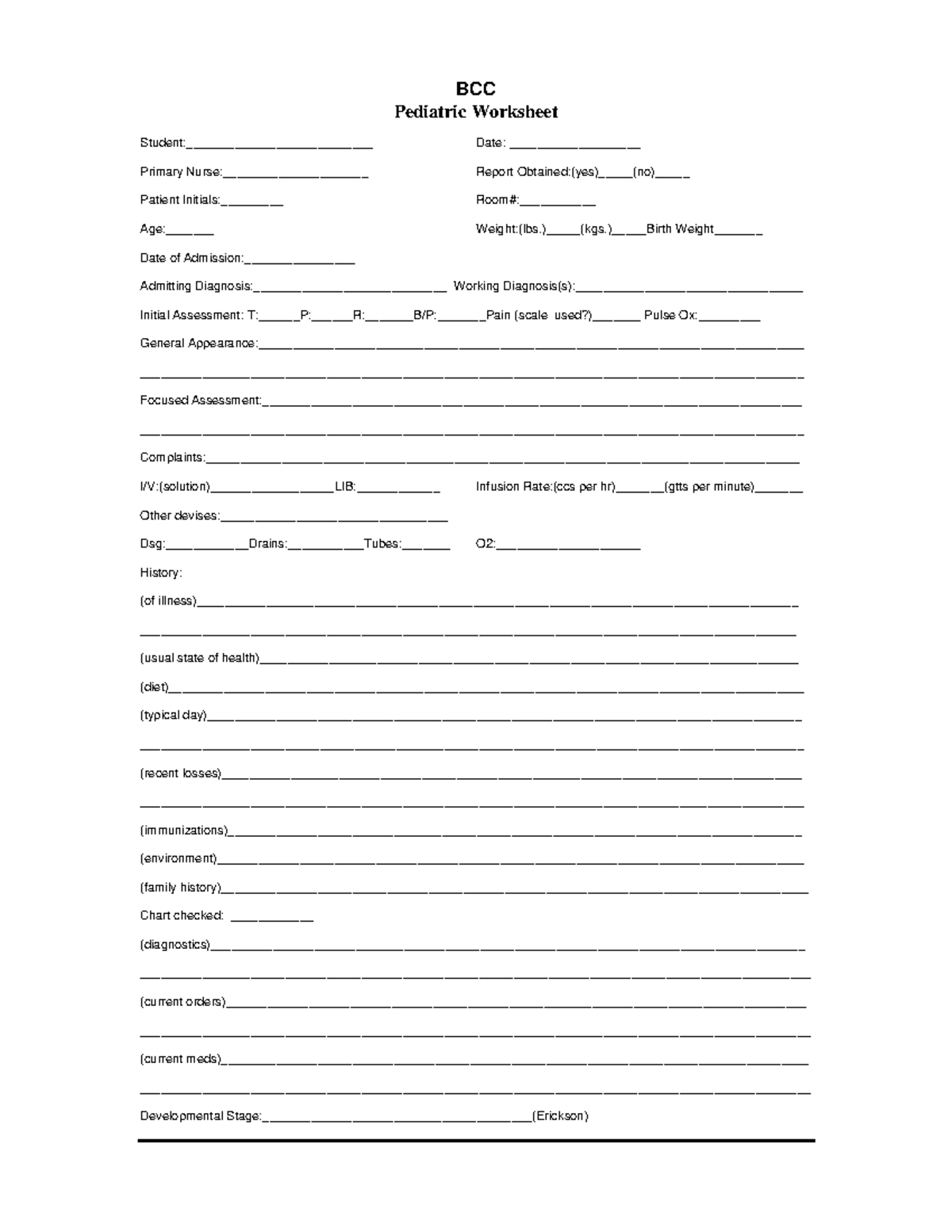 Peds worksheet rev 2-1 - BCC Pediatric Worksheet Student ...