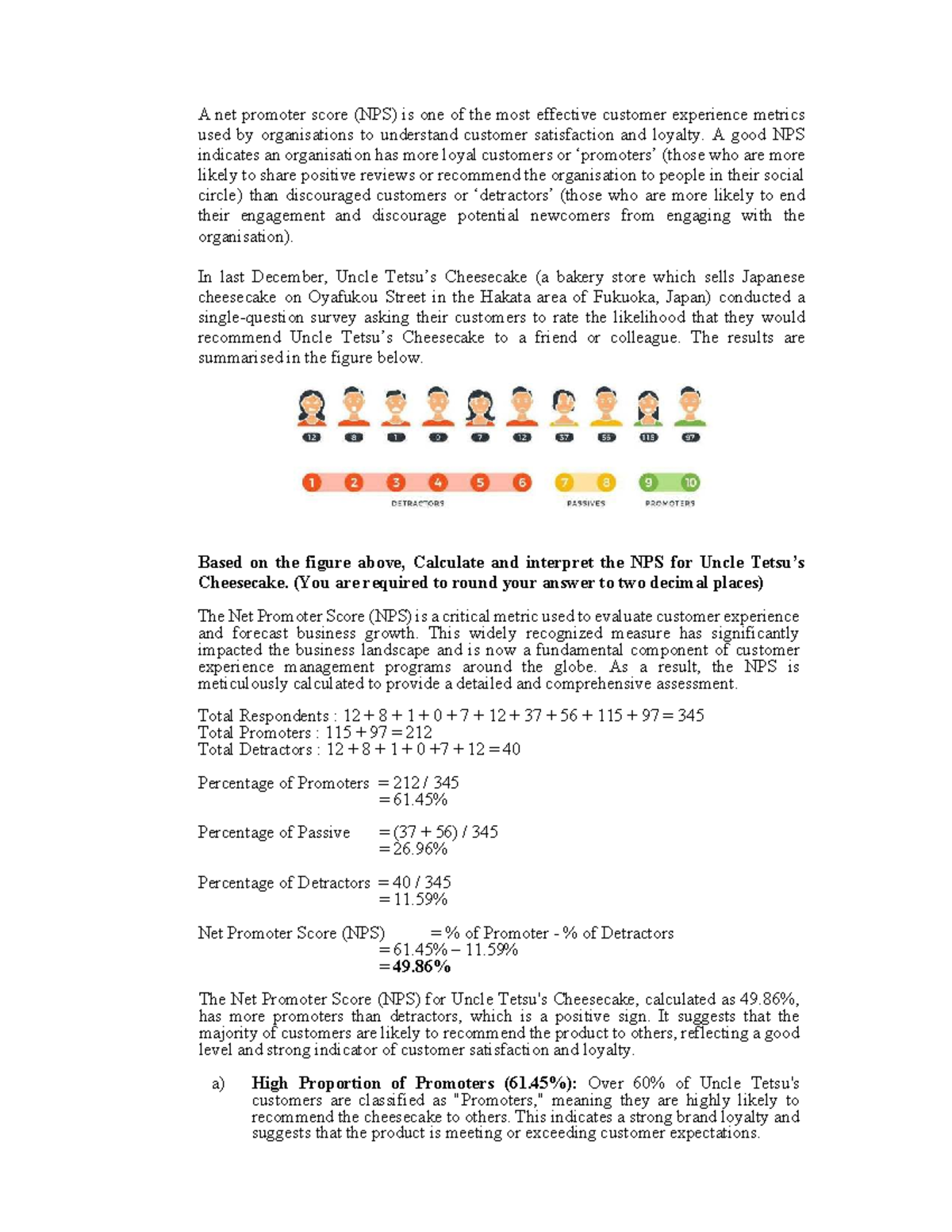MBA - Exercise: Sample Calculation of Net Promoter Score (NPS) - Studocu