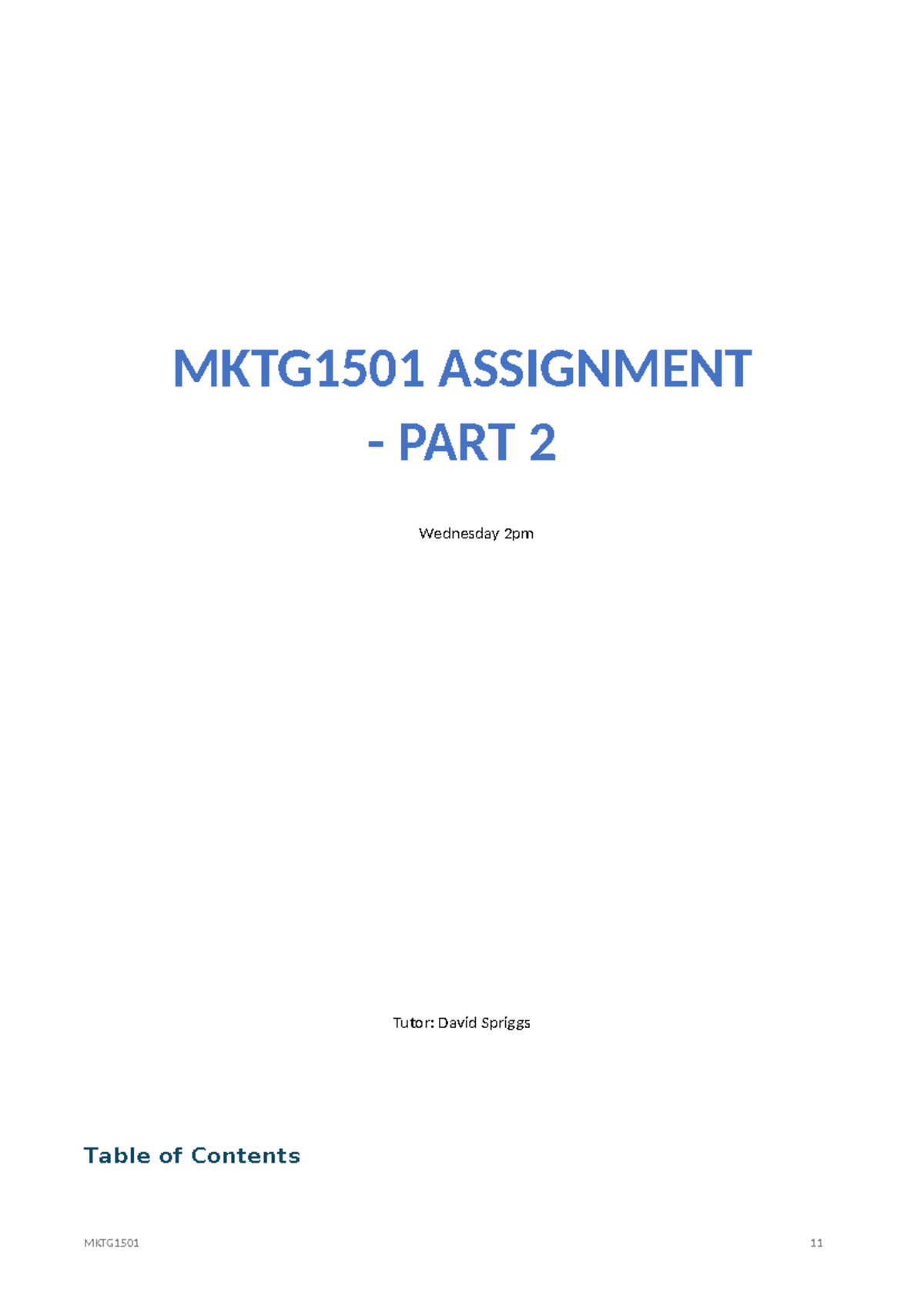 MKTG1501 ASSIGNMENT PART 2: Market Segmentation & Strategies Analysis ...