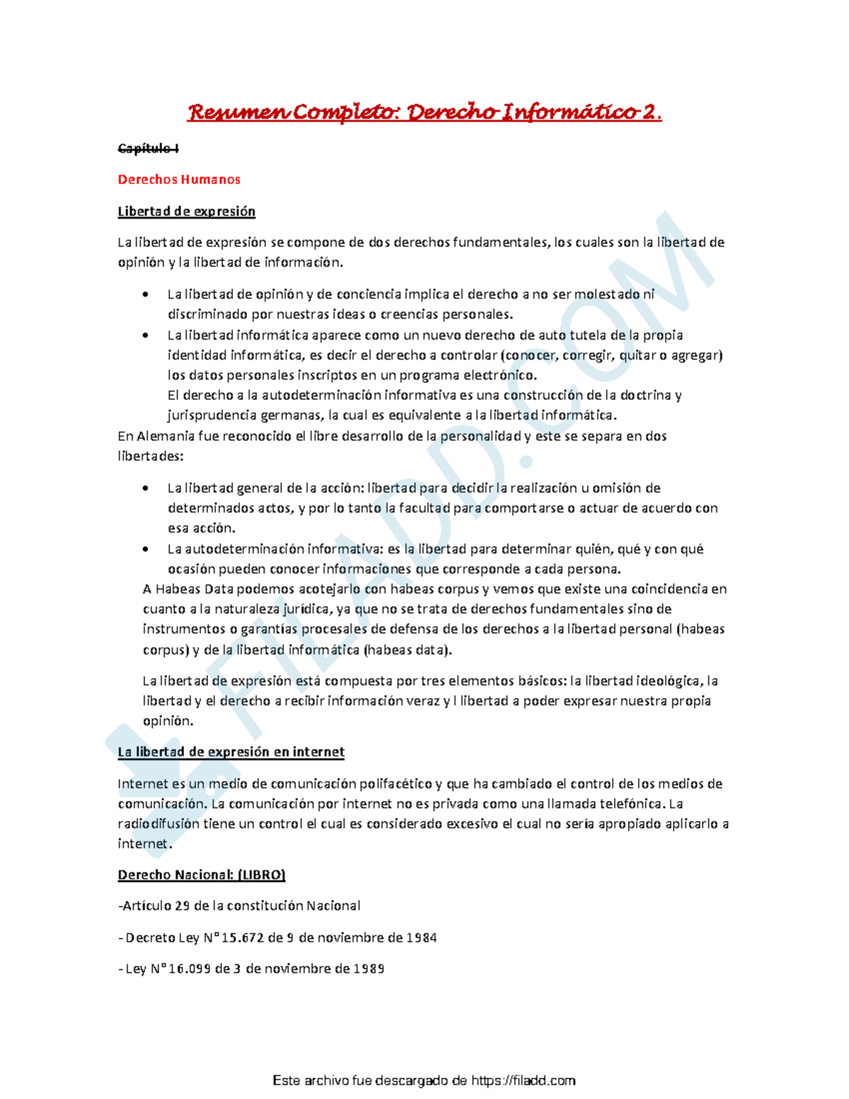 Resumen Completo: Derecho Informático 2 - Capítulo I y II - Studocu