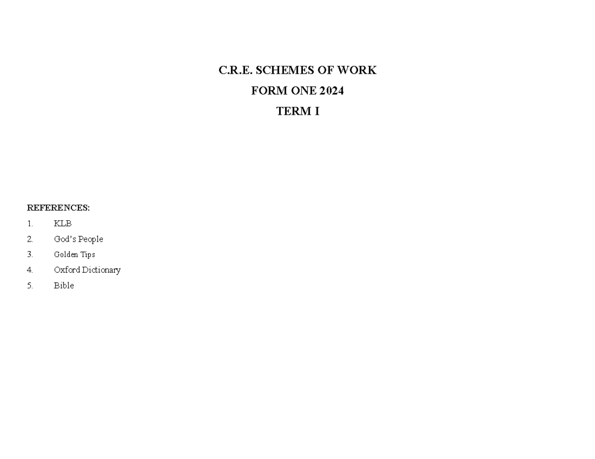 2024 Biology FORM 2 Schemes OF WORK - SCHEME OF WORK FORM TWO BIOLOGY ...