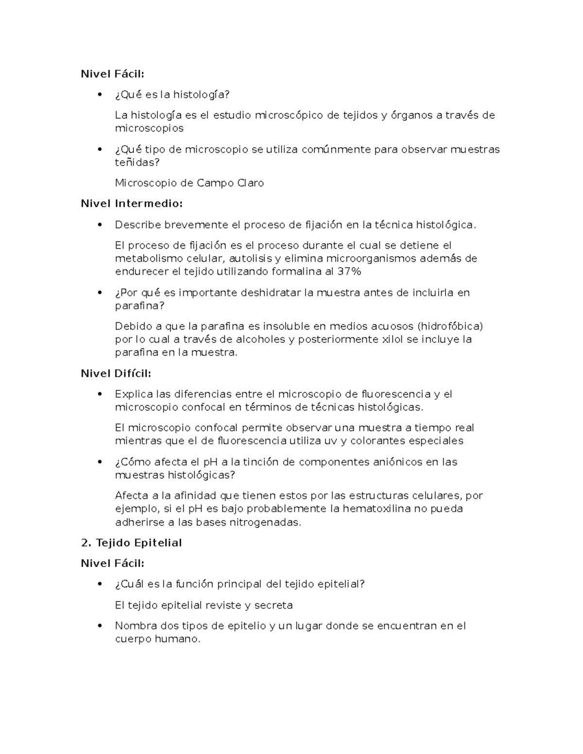 Preparacion solemne histo clinica - Nivel Fácil: ¿Qué es la histología? La histología es el ...
