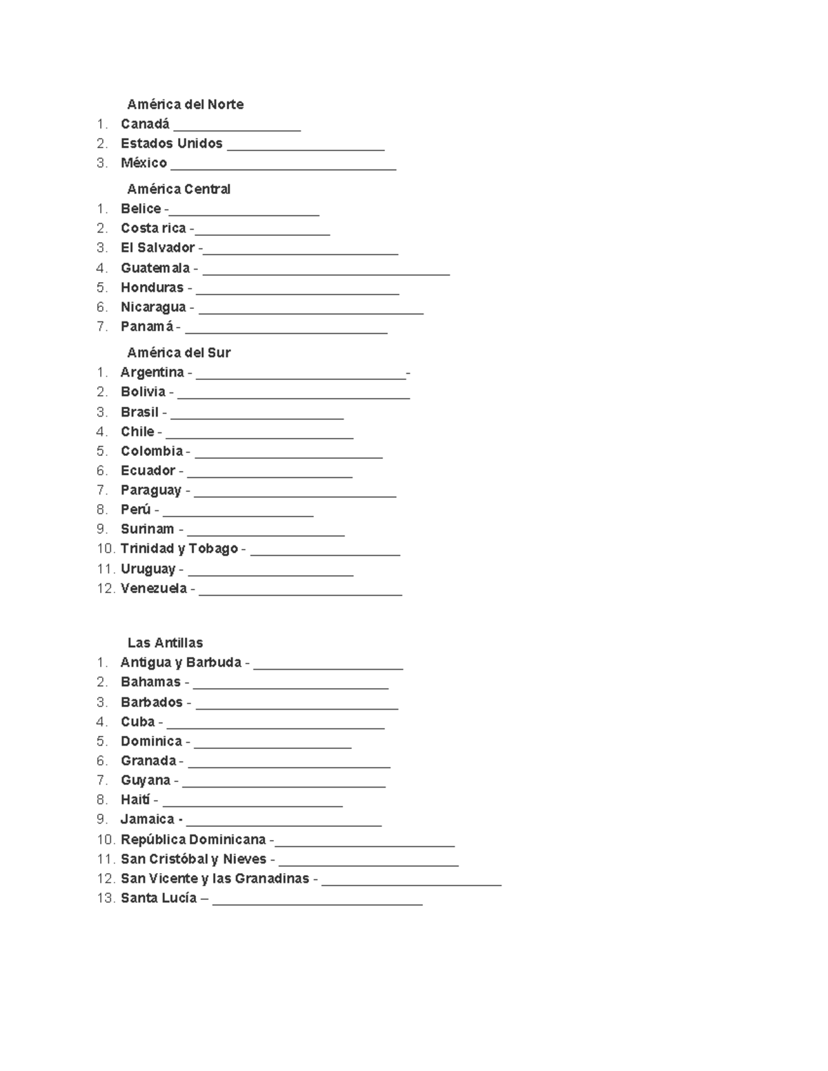 Examen América - Capitales de los países americanos - Studocu