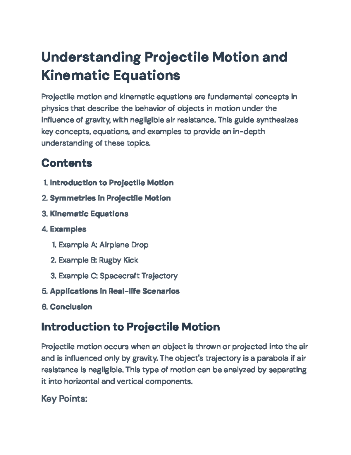 Understanding Projectile Motion & Kinematic Equations in Physics - Understanding Projectile ...