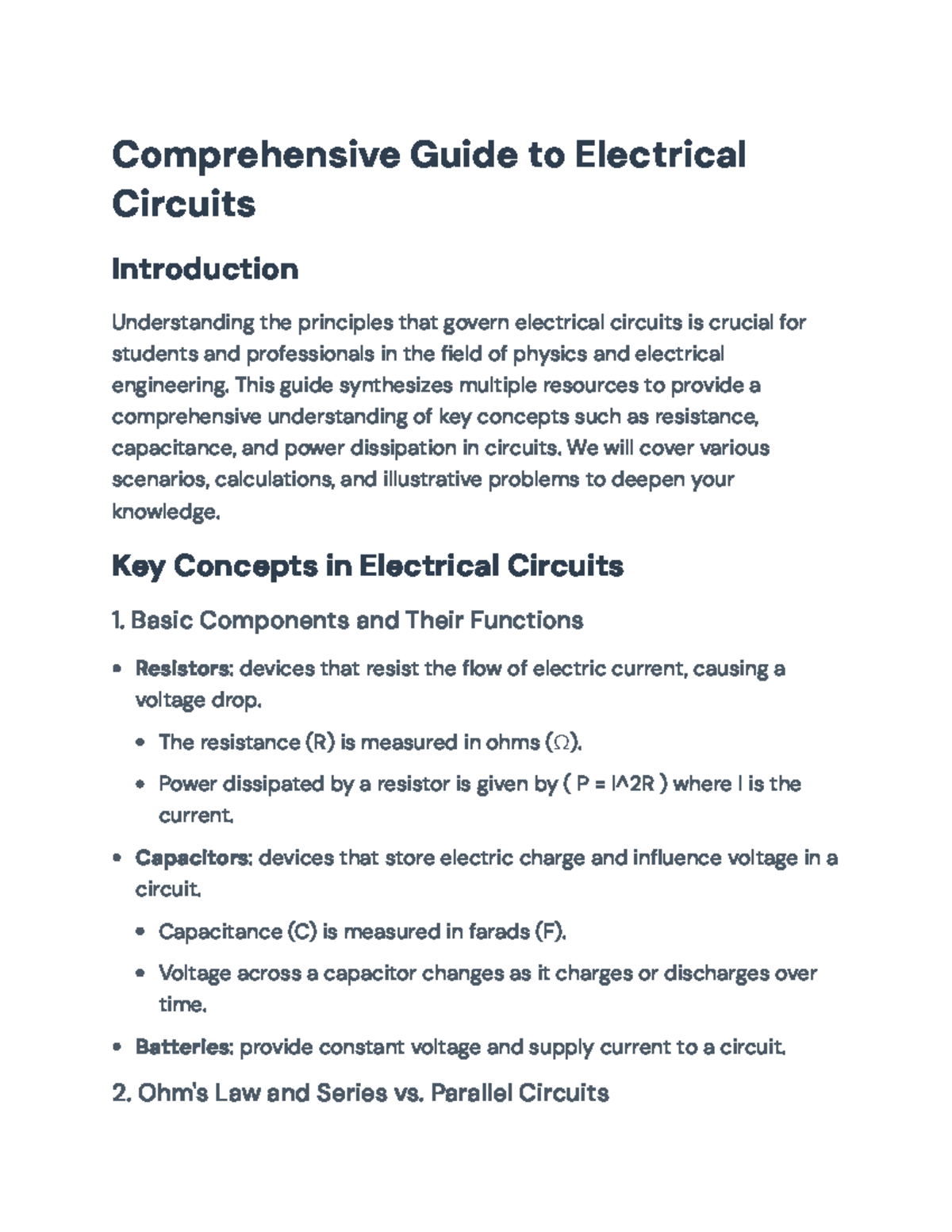 Comprehensive Guide to Electrical Circuits (PHYS 101) - Comprehensive ...