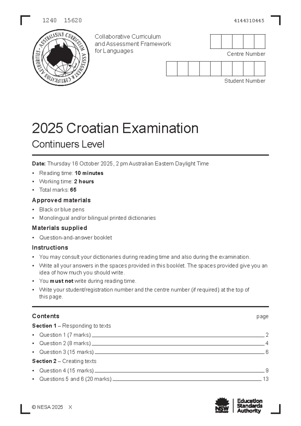 2025 HSC Croatian Exam: Collaborative Curriculum & Assessment Framework ...