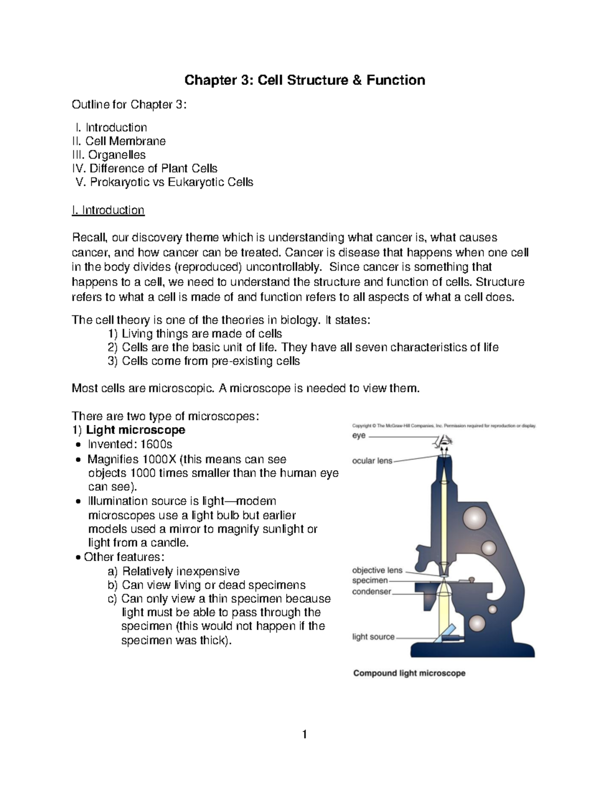 Cell Structure & Function Overview: Key Concepts in Biology (Chapter 3) - Studocu