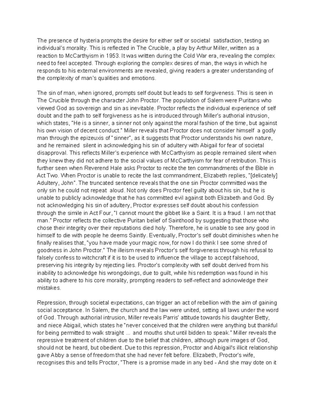 The Crucible: Exploring Hysteria, Morality, and Self-Forgiveness in CM ...