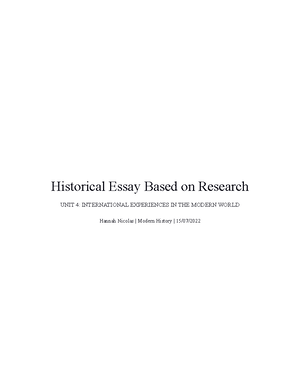 QCAA Modern History IA2 Sample Assessment - Annotated Response - Studocu