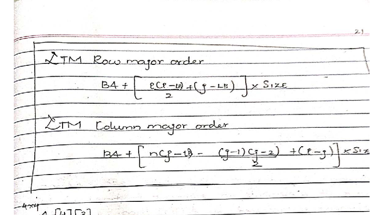 Row Major vs Column Major Order: Address Calculation in BA 2 - Studocu