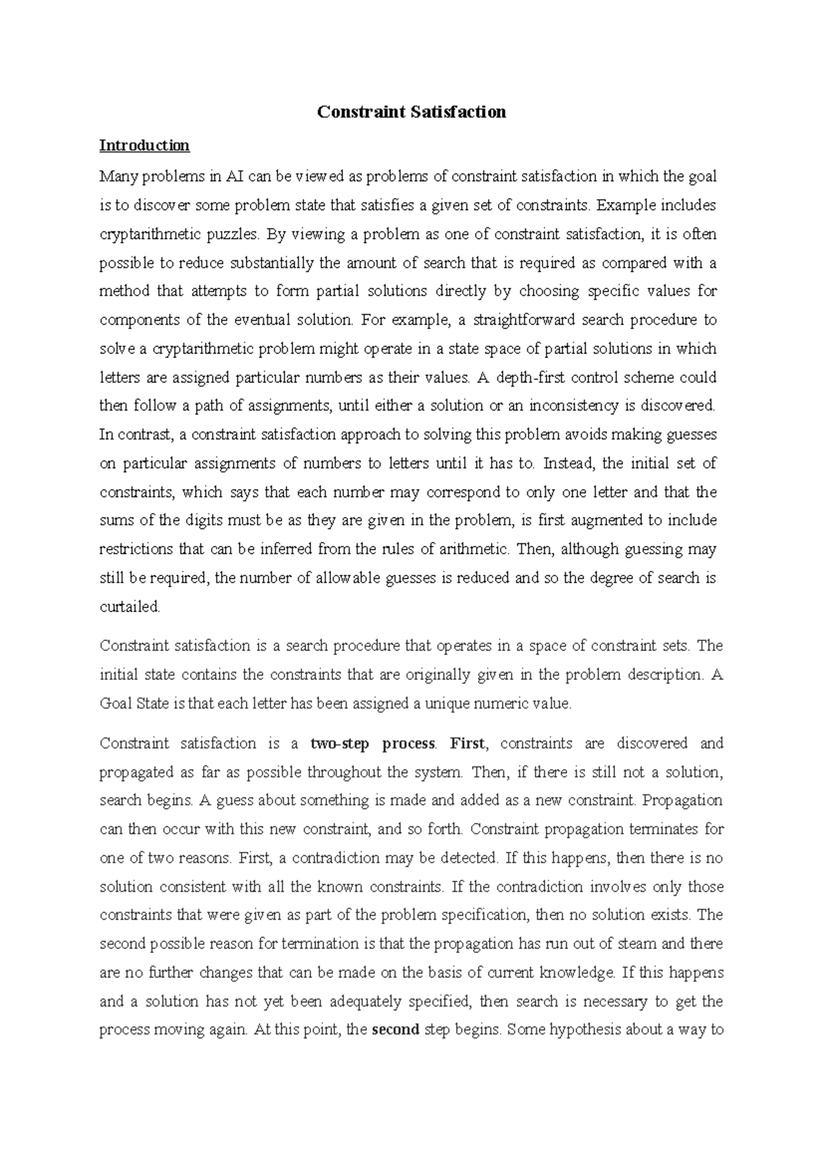 CSP 101: Understanding Constraint Satisfaction in AI - Studocu