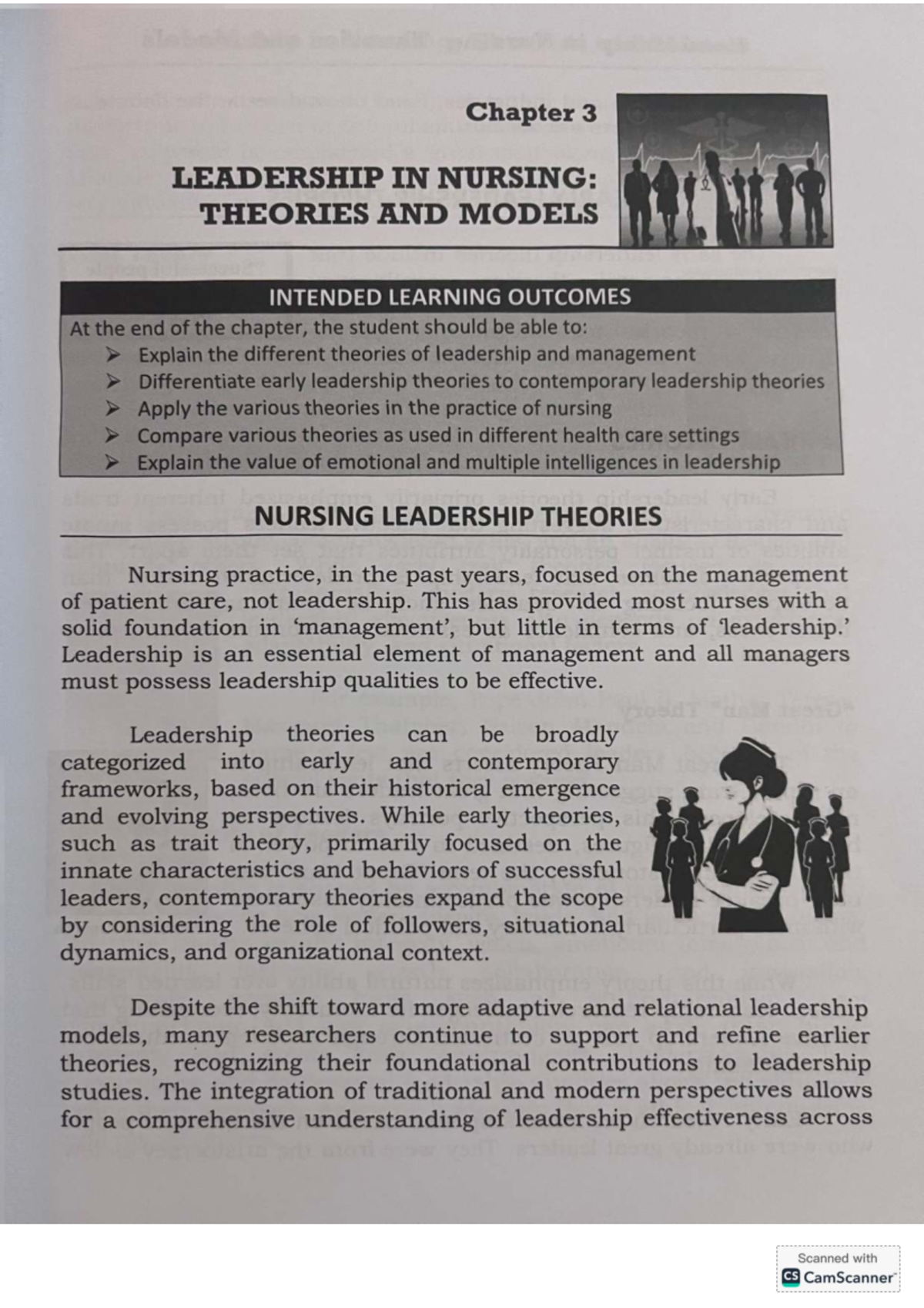 NCM 119 Chapter 3: Leadership Theories and Models in Nursing - Studocu